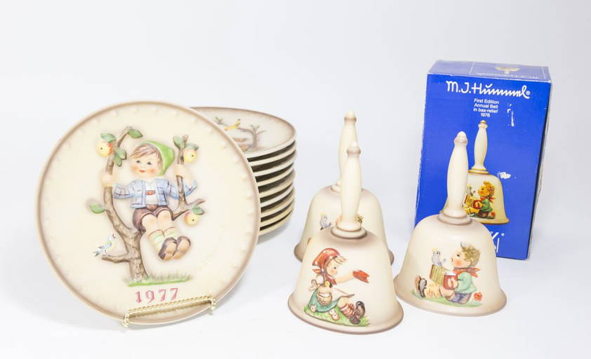 10 Hummel Plates & 3 Hummel Bells