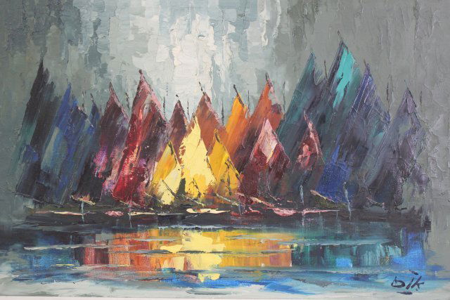 Abstract Sailboats At Sea