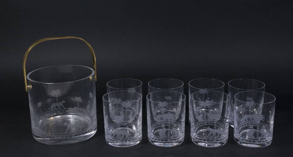 Christian Dior Crystal Ice Bucket & 8 Cups