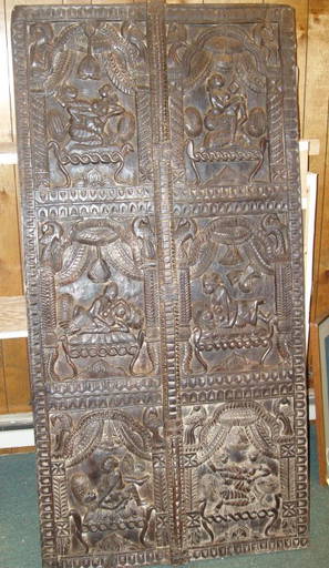 Antique Kamasutra Carved Wood Panel