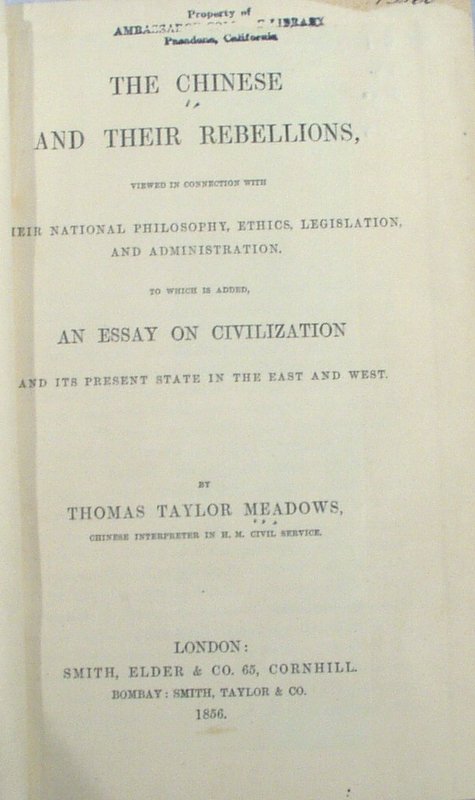 Meadows Chinese & Their Rebellions 1856 Color Map
