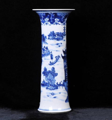 A Blue&white Vase With Landscape Pattern