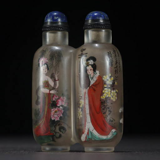Glass Carved Immortal Figure Pattern Snuff Bottle