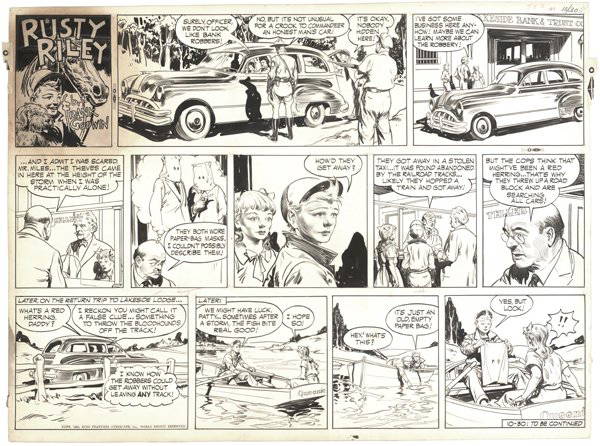Frank Godwin Rusty Riley Sunday 10/30/55 Comic Art