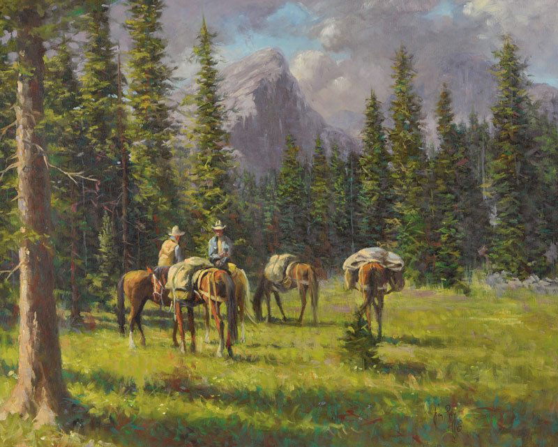 Jim Rey Cowboys In Mountainscape