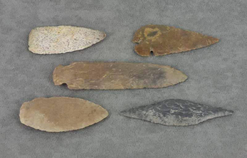 Prehistoric Artifacts: Spear, Knife Points, And Scraper