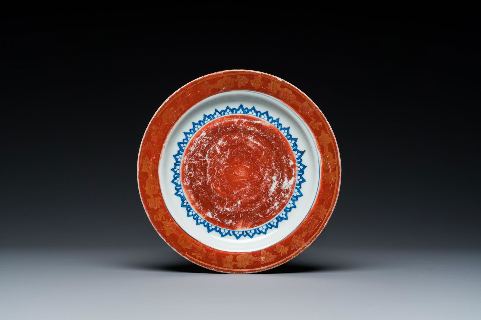 A Rare Chinese Kinrande Plate, Fu Gui Jia Qi ____ Mark, Wanli