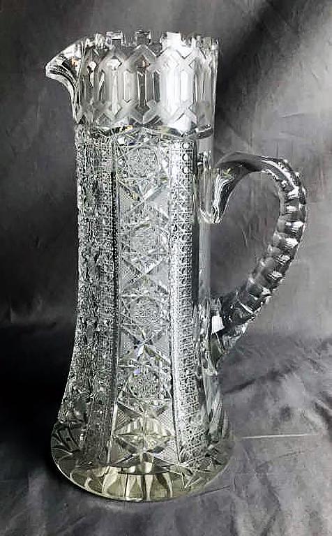 Alhambra Greek Key Design Pitcher By Meriden Glass