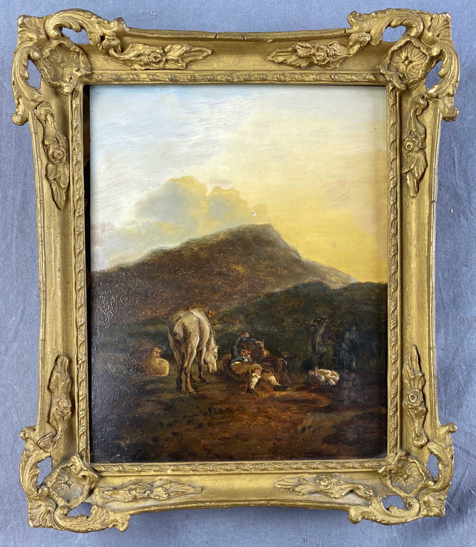 Antique Oil On Board Painting "long Acre"