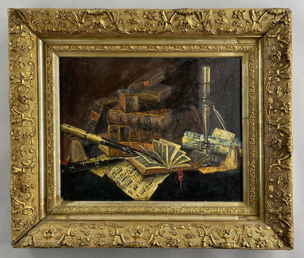 Still Life With Books Original Oil On Canvas