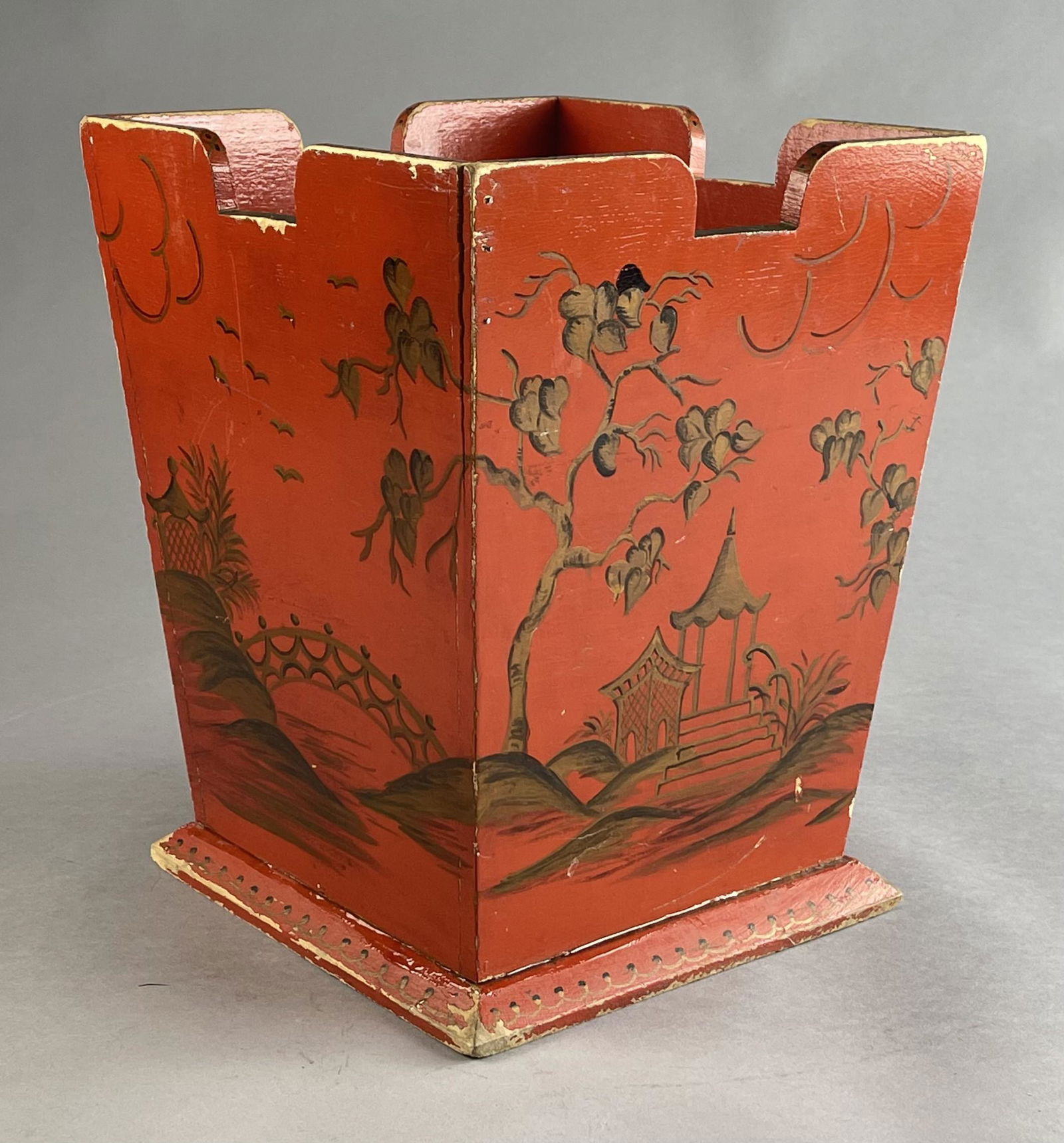 Vintage Handpainted Chinoiserie Cachepot