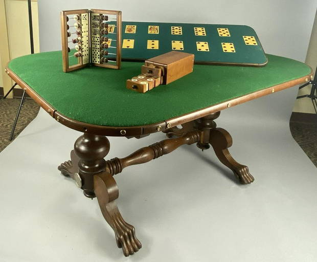 1890 Faro Table, Board, Case Keeper, Chips