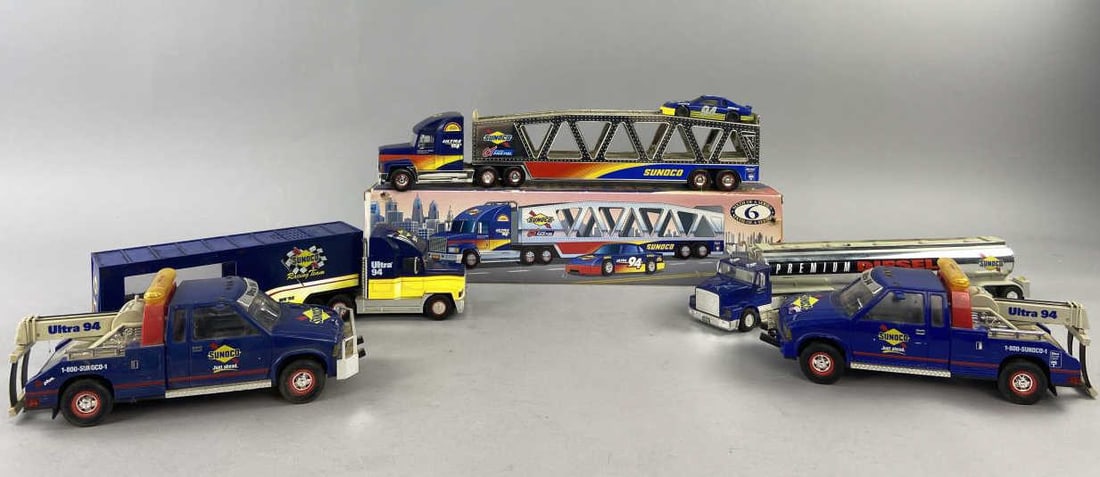 Five Sunoco Toy Trucks & Friction Car Auction