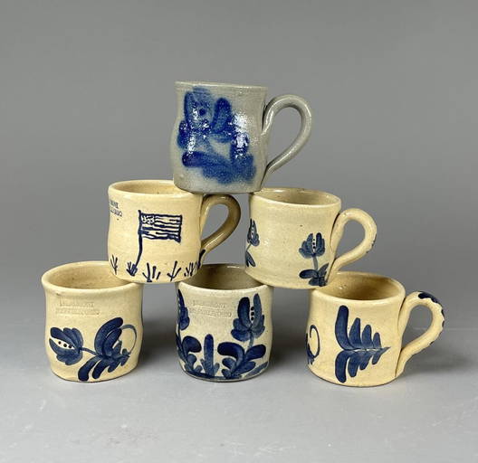 6 Beaumont Pottery Salt Glaze Pottery Mugs