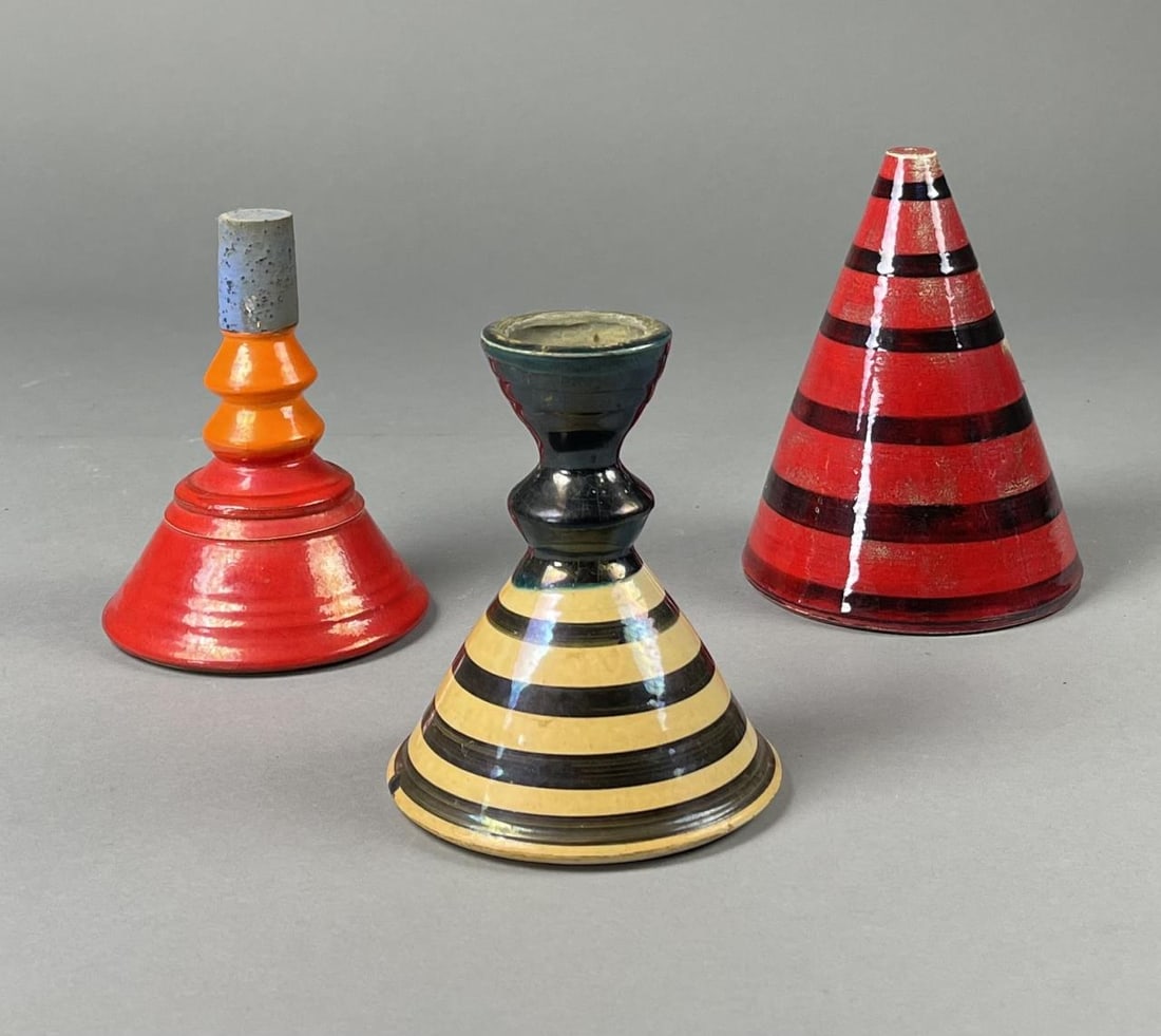 3 Conical Memphis Style Kaiser Suidan Sculptures