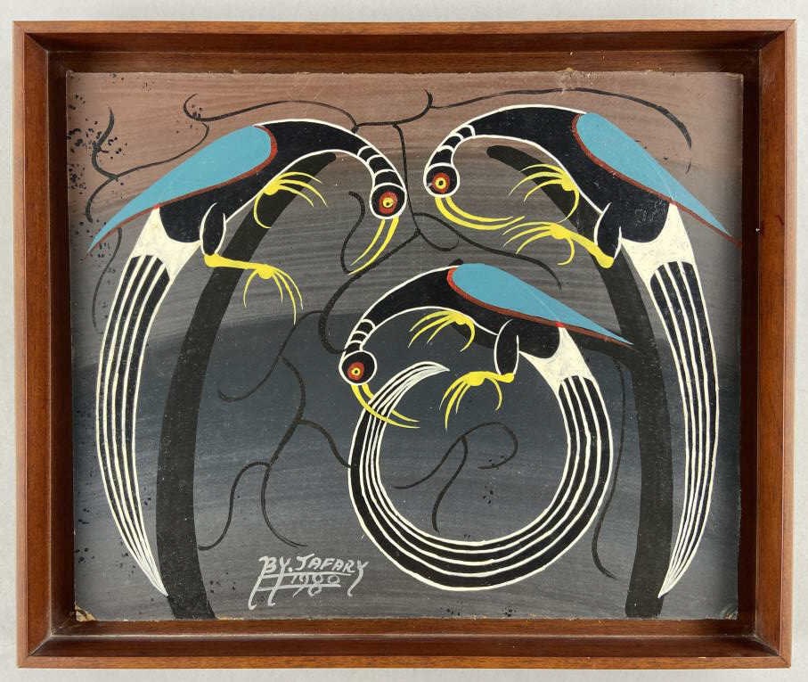 Tinga Tinga Bird Painting Signed Jafary 1980 Auction