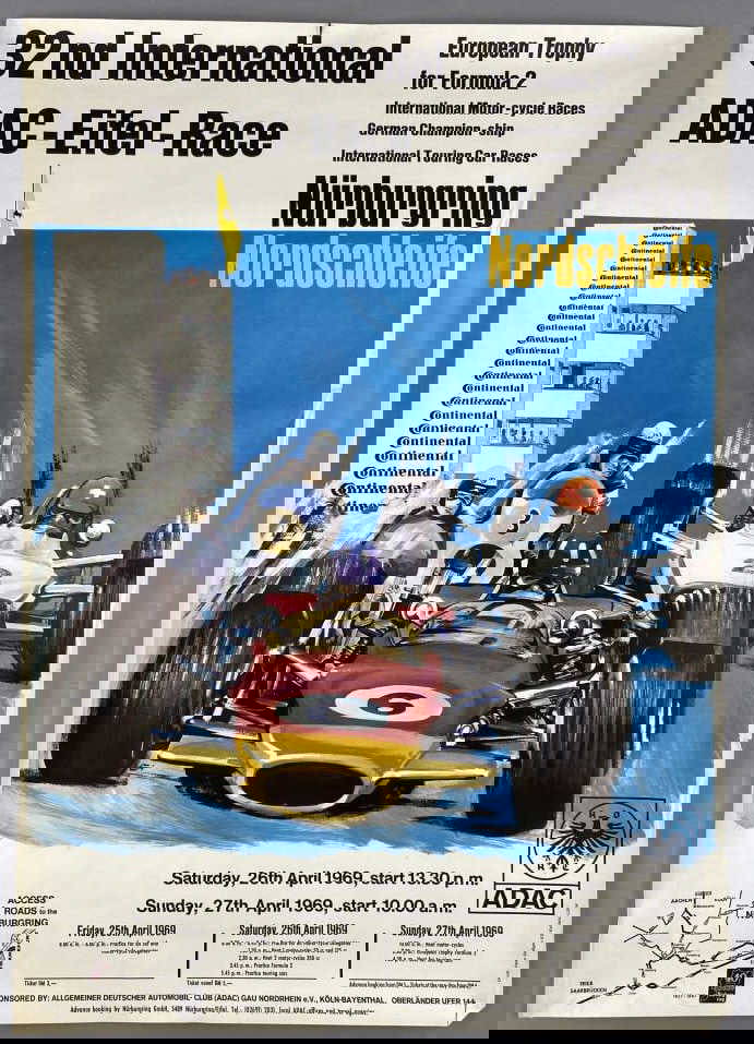 1969 Adac Formula 2 Motorcycle Race Poster Auction