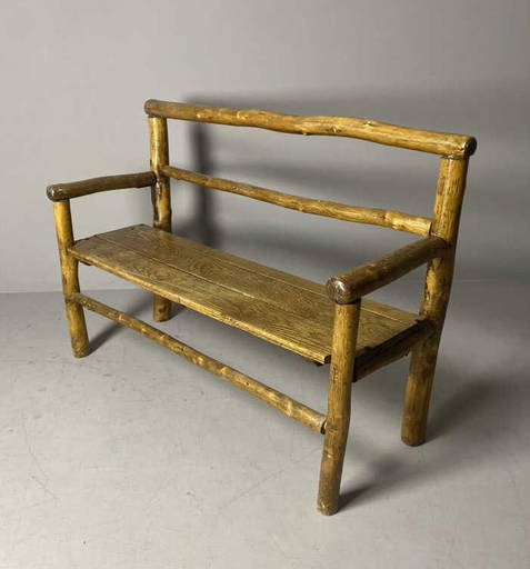 Log Lodge Cabin Bench Mid 20th Century