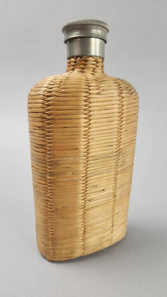 Civil War Flask With Basket Weaving Auction