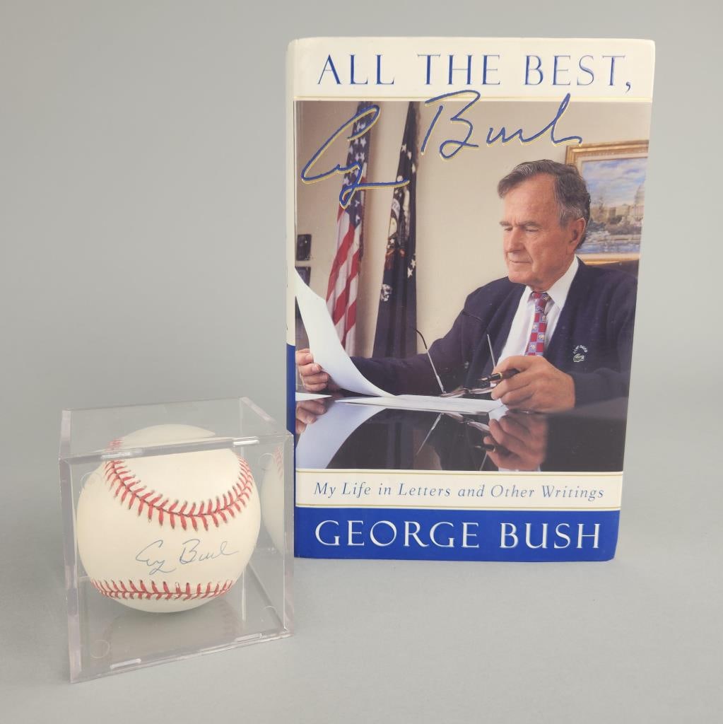 George Bush Signed Baseball & Book Auction
