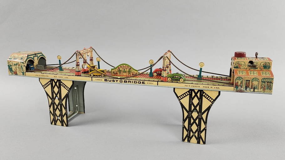 Louis Marx & Co Tin Litho Busy Bridge Wind Up