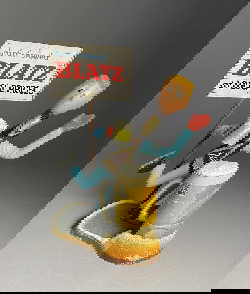 Blatz Beer 1950s Metal Ice Skater Bar Display Auction