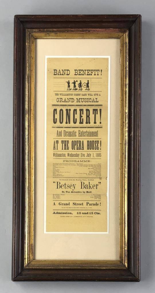 1885 Williamston Michigan Coronet Band Broadside Auction