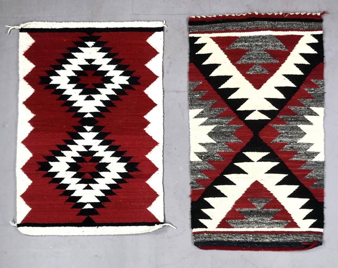 2 Navajo Hand Woven Ganado Wool Rugs Auction