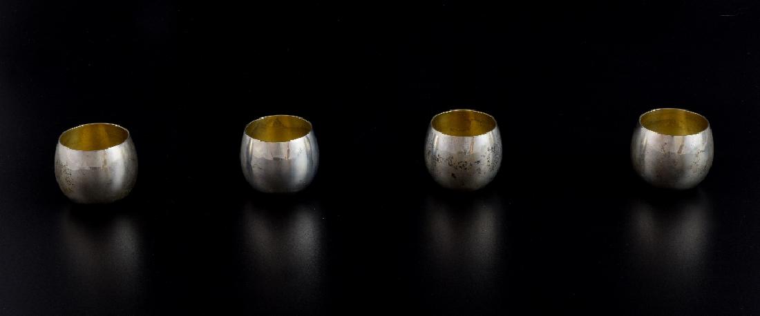 Four Tiffany Silver Shot Cups With Gilded Interiors,
