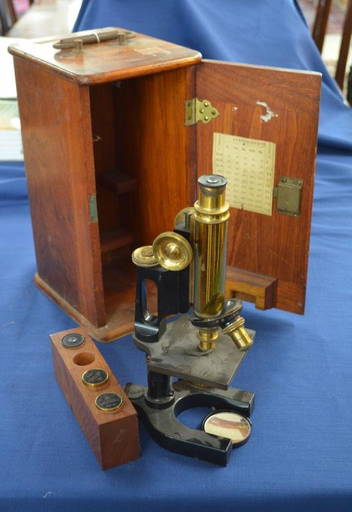 Early 20th Century Brass And Metal Microscope By Bausch