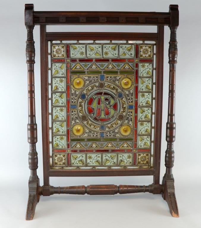 Mahogany framed fire screen with leaded glass panels - Sep 27, 2013 ...