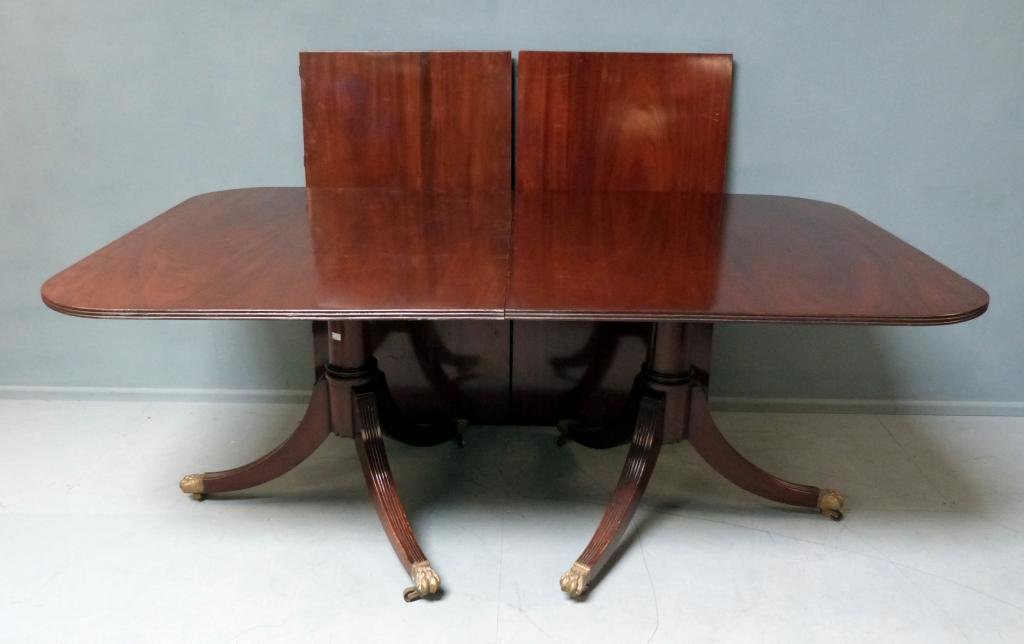 George Iii Style Twin Pedestal Mahogany Dining Table