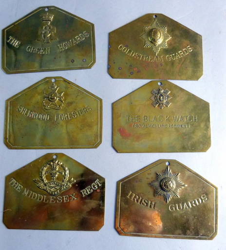 Six Brass Regimental Duty Signs, 'coldstream Guards'