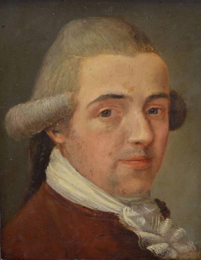 18th Century German Portrait Of A Man, Oil On Board,