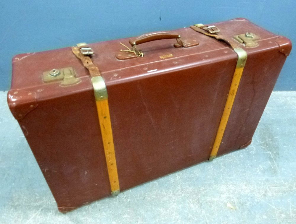 Vintage Leather Suite Case 77cm Wide And Another Suit