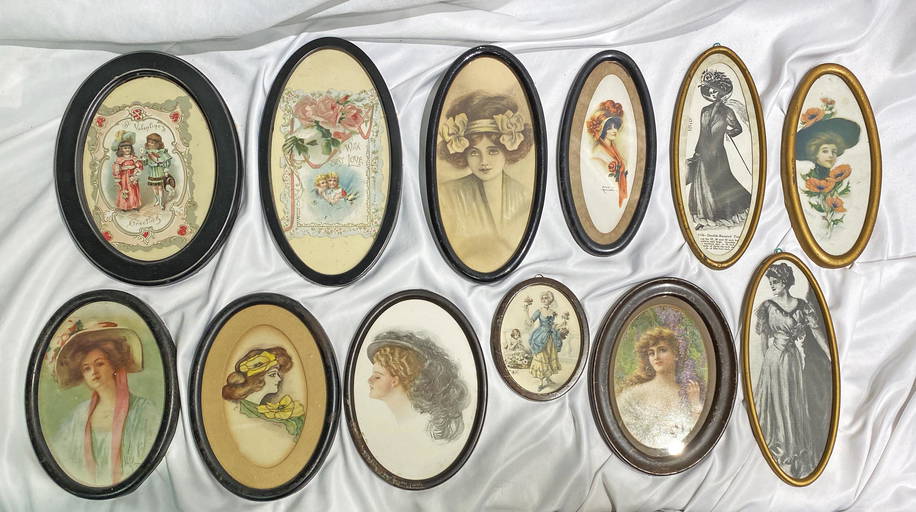 Collection 12 Victorian Gibson Girl Prints In Oval