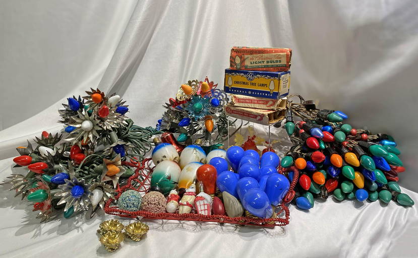 Vintage Christmas Reflector Figural Lights String