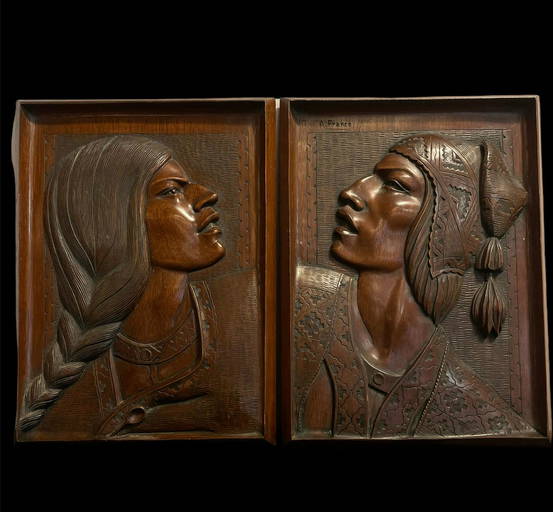 Pair of Native American Wood Carvings sgd. A. FRANCO (#0252) on Jun 16 ...