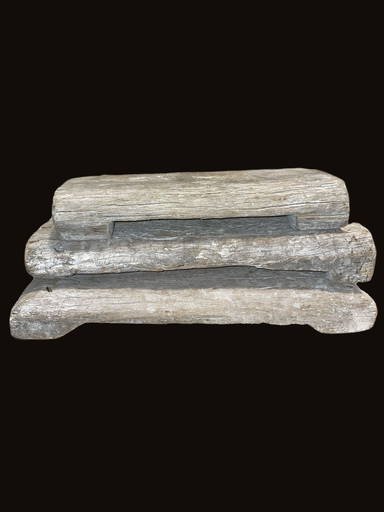 Three Primitive Rustic White Wood Garden Pedestals