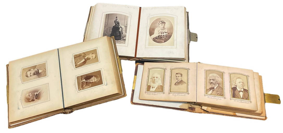19th C Photo Albums W Rare & Oddity Cdv Cabinet Cards Fredrick Douglas ...