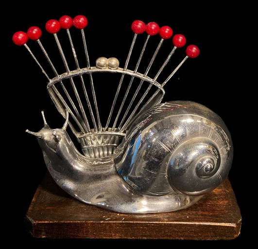French Art Deco Chrome Snail Cocktail Pick Holder (#0110) on Jan 15 ...