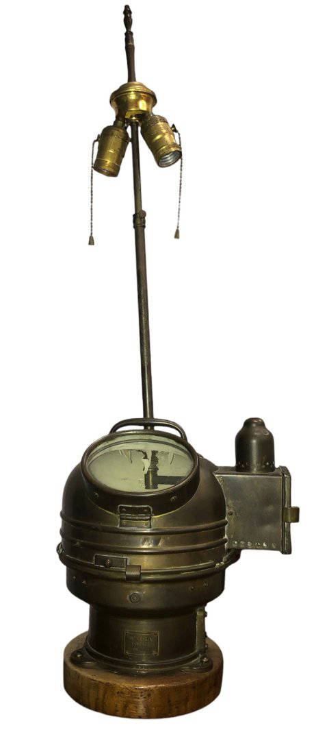 Antique Nautical Brass Ship Compass Lamp Auction