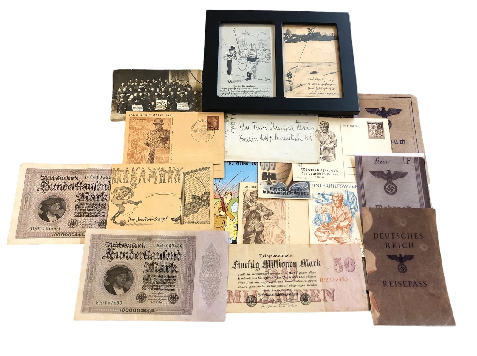 Wwi German Nazi Postcards, Currency, Propaganda