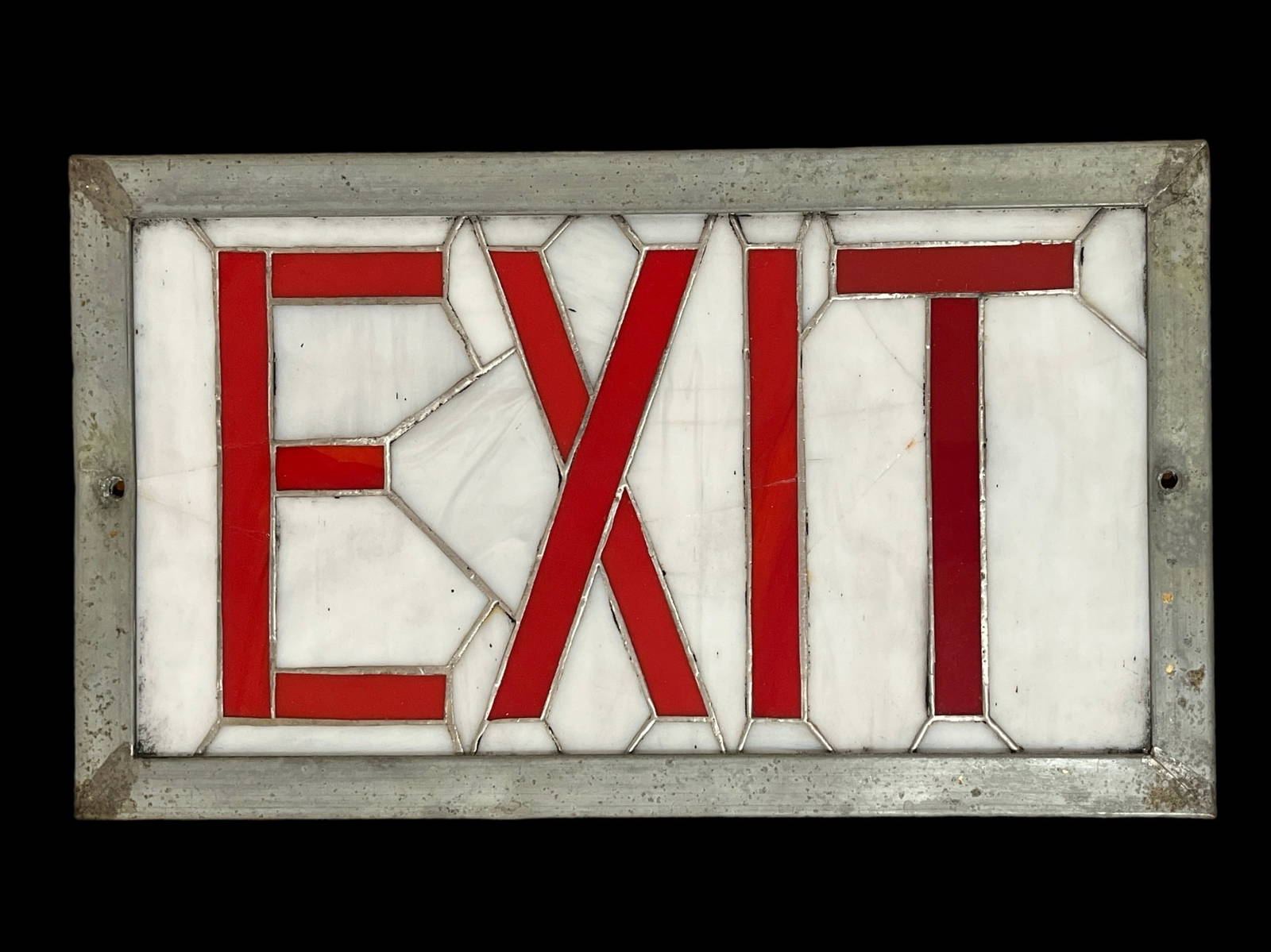 Vintage Stained Glass Exit Sign Auction