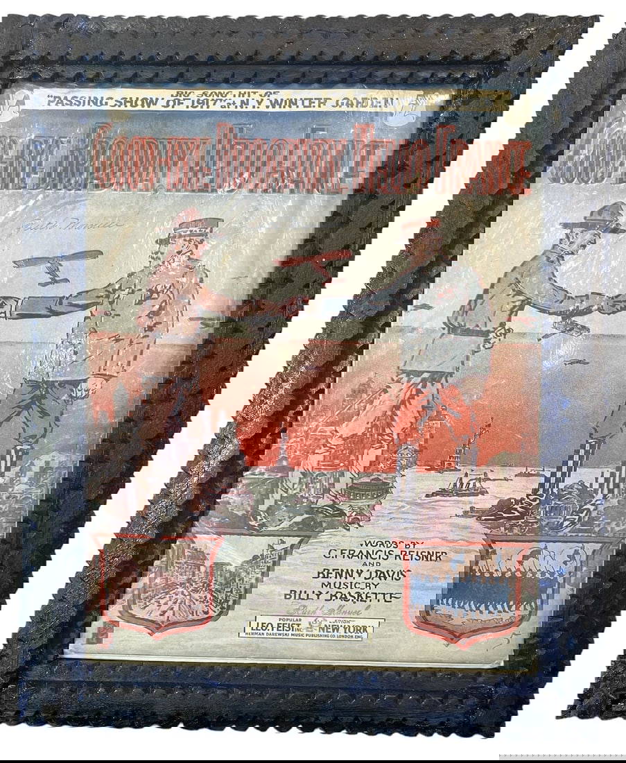 Pops Casey Folk Art Framed Wwi Sheet Music Auction