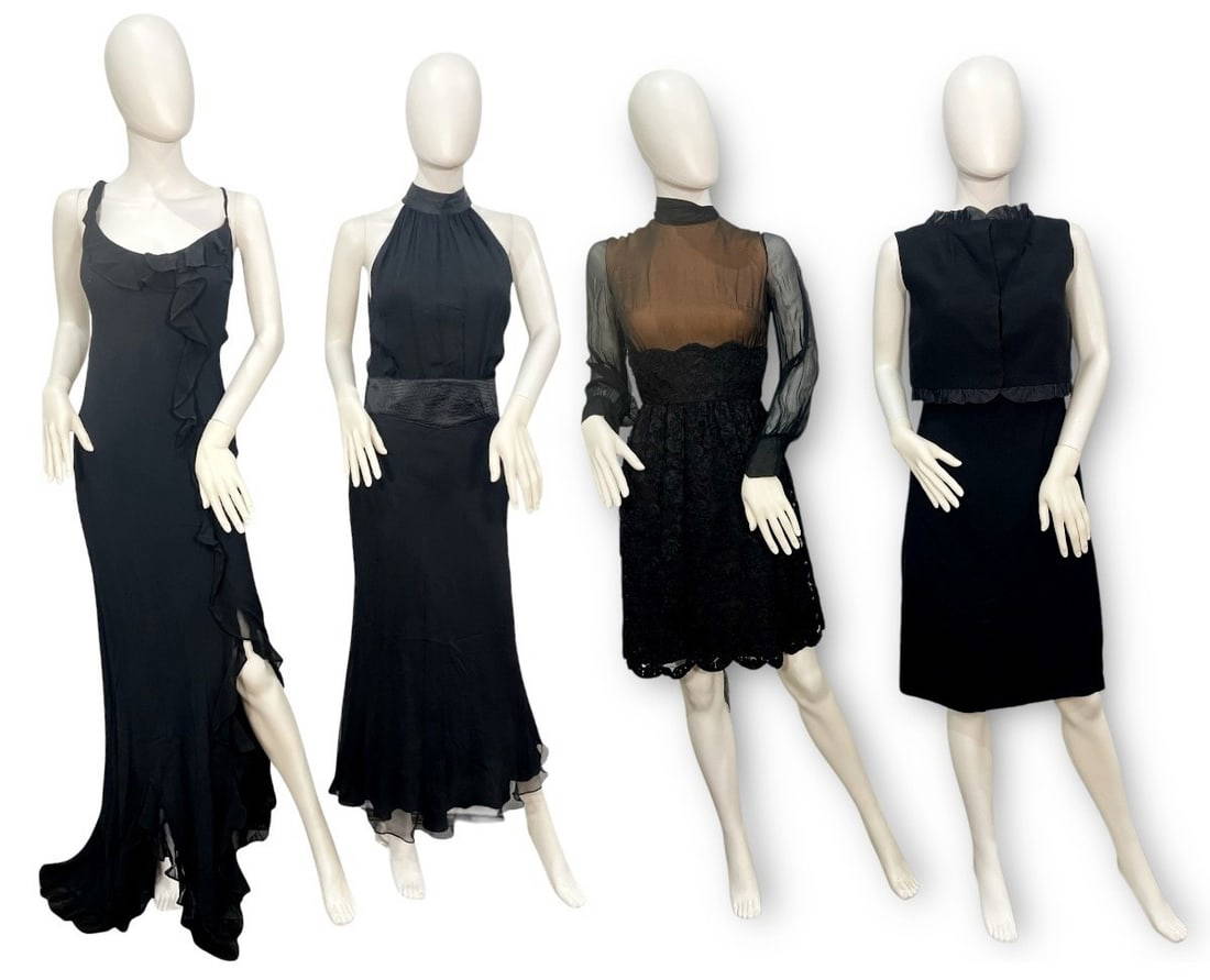 Four Womens Silk Chiffon Evening Dresses Auction
