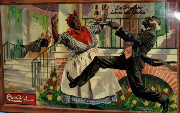 Black Americana Cooks Beer Tin Advertising Sign