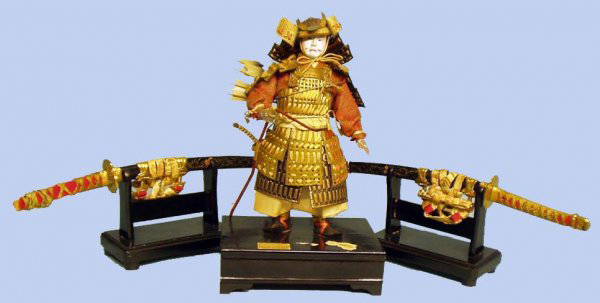 Papier Mache Samurai Soldier Doll