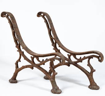 19th Century Twig & Branch Form Cast Iron Bench Ends
