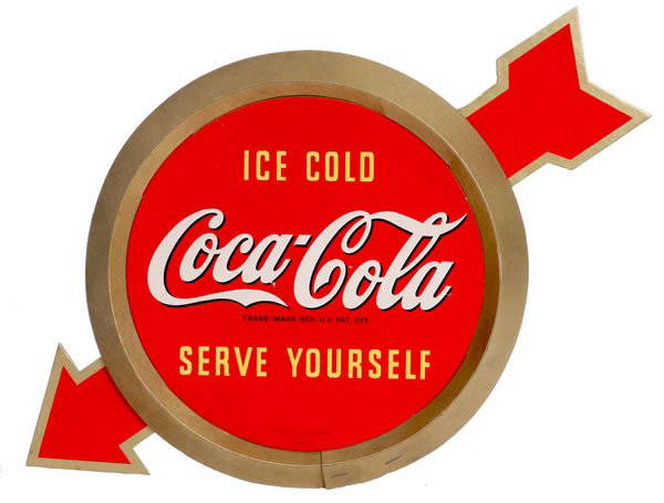 1944 Coca Cola Cardboard Arrow Sign
